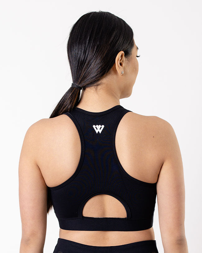 DawoodSport purple & black sports bra for active support – Dawoodsport